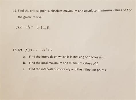 Solved Find The Critical Points Absolute Maximum And Chegg