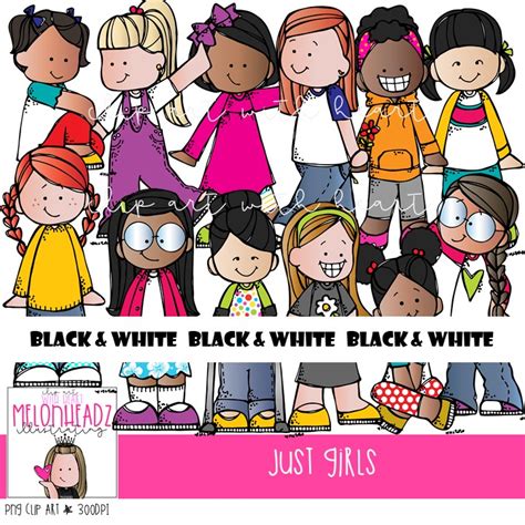 Just Girls Clip Art Black And White Melonheadz