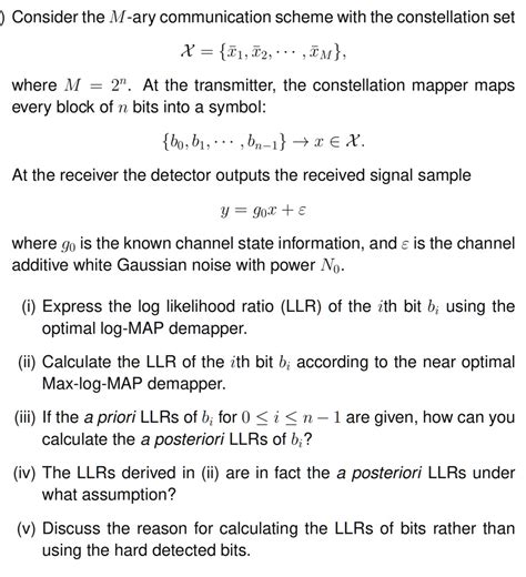 Solved Texts I Express The Log Likelihood Ratio Llr Of The Ith