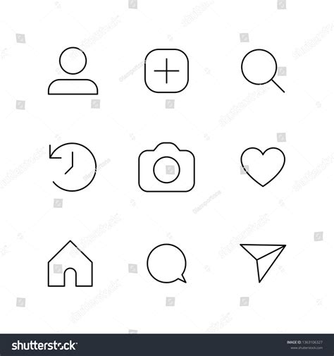 Social Media Interface Set Buttons Linear Stock Vector Royalty Free 1363106327 Shutterstock