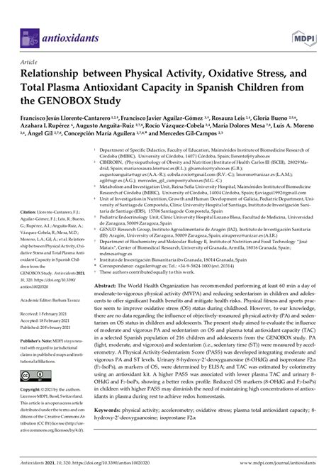 Pdf Relationship Between Physical Activity Oxidative Stress And