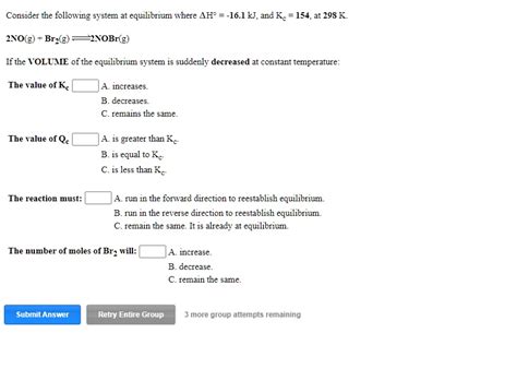 Solved Consider The Following System At Equilibrium Where AhÂ° 16 1
