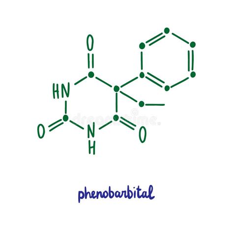 Phenobarbital Hand Drawn Vector Formula Chemical Structure Lettering