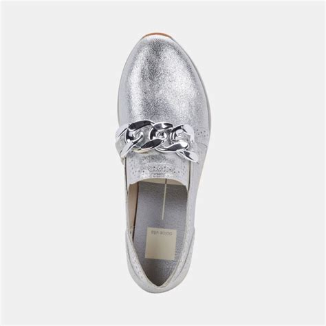 Dolce Vita Jhenee Sneakers Silver Metallic Suede Dolcevita643 86