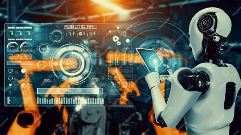 Premium Ai Image Cybernated Industry Robot And Robotic Arms For Assembly In Factory Production