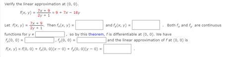 Solved Verify The Linear Approximation At 0 0 7x 9 F X