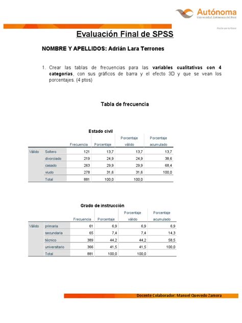 Evaluacion Final De Spss Pdf Estadísticas Inferencia Estadística