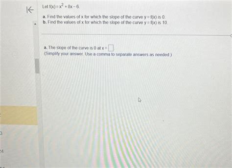 solved let f x x2 8x−6 a find the values of x for which