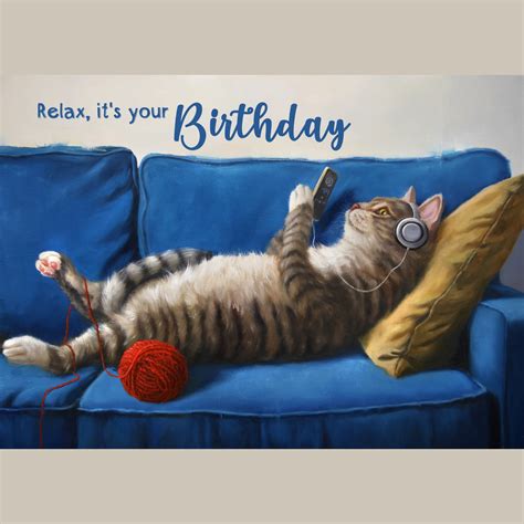 Funny Cat Birthday Card Cute Cat Card Illustration Cat Lover Etsy Uk