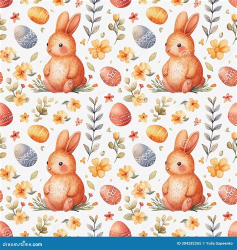 Cute Watercolor Easter Background Pattern Stock Image Image Of