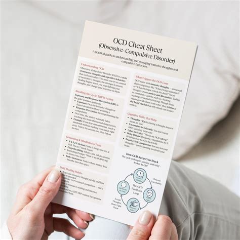 Ocd Cheat Sheet Obsessive Compulsive Disorder Worksheet Erp Therapy