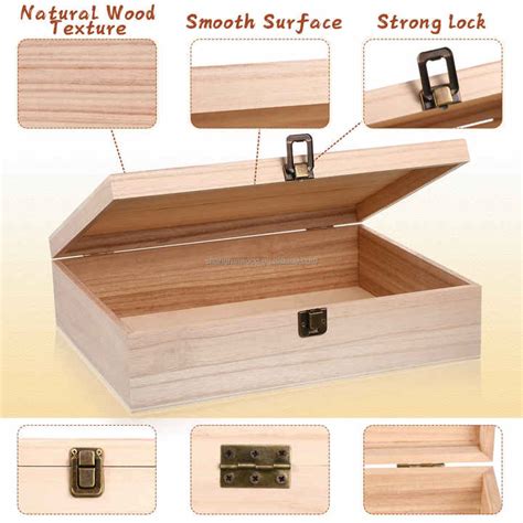 Unfinished Acacia Small Wood Boxes With Hinged Lid Rectangle Keepsake Box Front Clasp Wooden