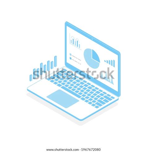 Isometric Laptop Analysis Infographic Open Modern Stock Vector Royalty