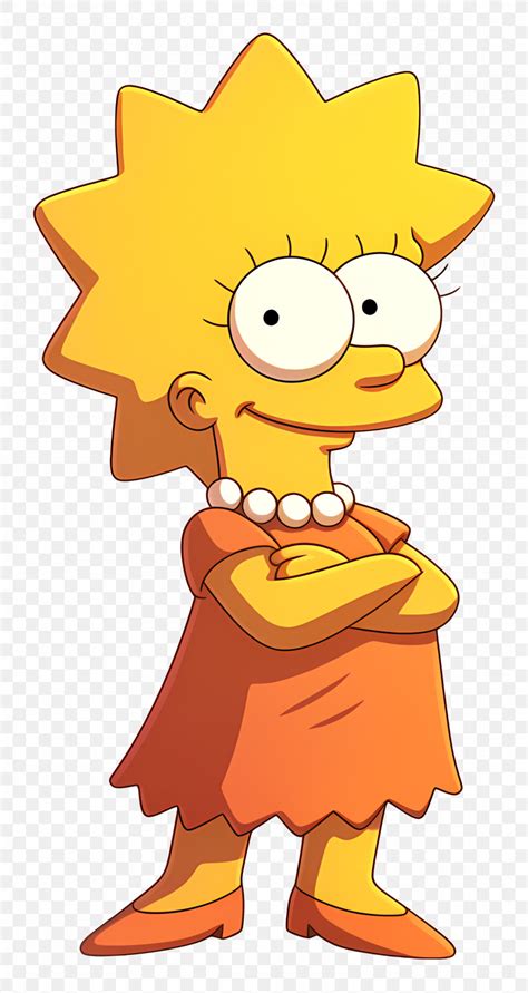 Lisa Simpson Smiling Cartoon Girl In Orange Dress Png 1944x3660px