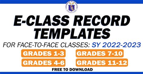 Deped E Class Record Templates Grades 1 12 Download Here Deped Click