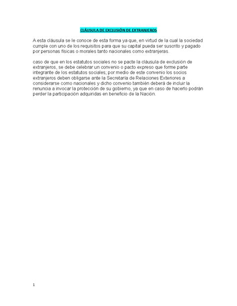 Dagc ClÁ Usula De Exclusión De Extranjeros ClÁusula De ExclusiÓn De Extranjeros A Esta