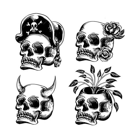 Premium Vector Set Of Skull Head Vector Illustration