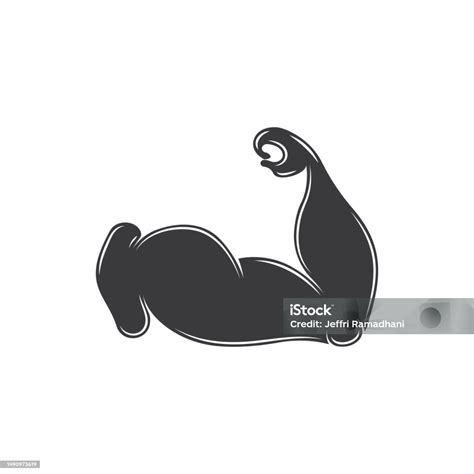 Ilustrasi Vektor Ikon Bisep Logo Siluet Otot Lengan Ilustrasi Stok