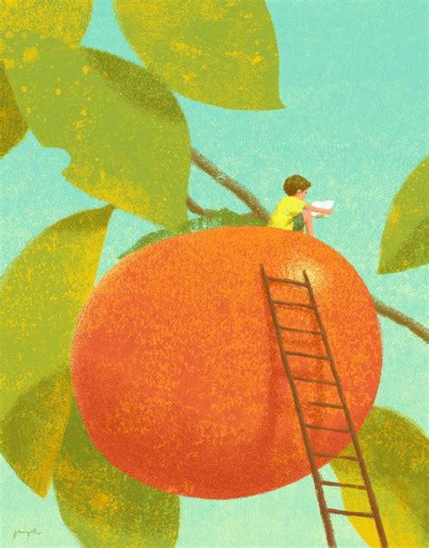 Jungho Lee Citrus Fruit Tree Illustration Colorful Peach Tree