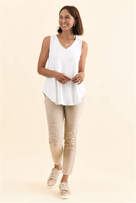 Rihanna White Bamboo Tank Blue Bungalow Nz