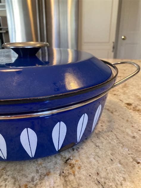 Cathrineholm Vintage Casserole Dish Royal Blue And White Lotus Design