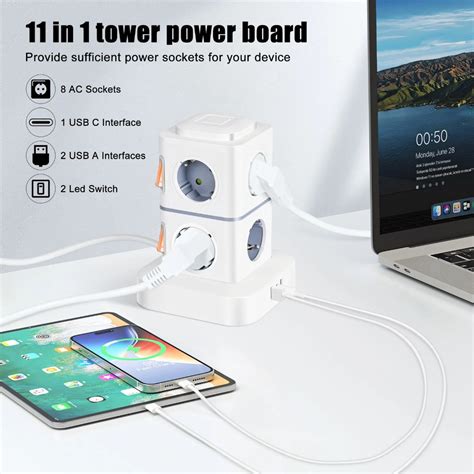 Jual Stop Kontak Power Socket Strip Tower Colokan Listrik 2500w 2 Susun