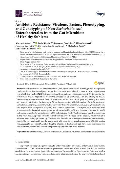 Antibiotic Resistance Virulence Factors Phenotyping And Genotyping Of Non Escherichia Coli
