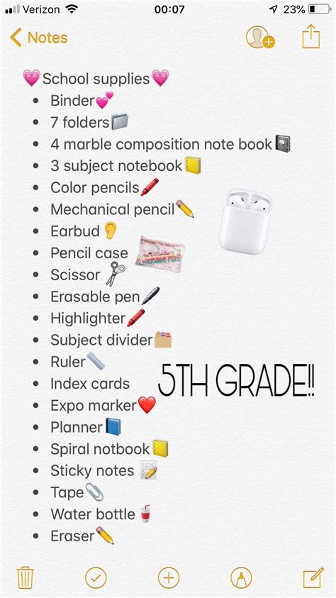 5th Grade School Supplies 2024 5th Grade Essentials Checklist 5th