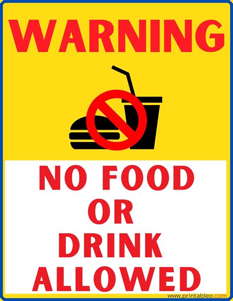 37 No Food Or Drink Sign Printable Pdfs Printableo Com