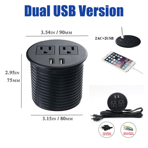 Hidden Socket Embedded Desk Power Grommet Extension Cord With Usb 1