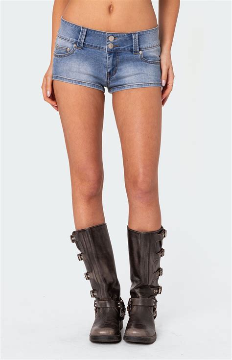Edikted Honey Low Rise Denim Micro Denim Shorts Pacsun