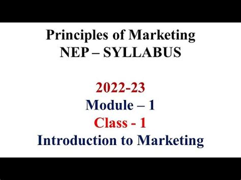 NEP Syllabus Principles Of Marketing B St Semester Module Class By Srinath Sir