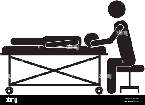 Silhouette Massage Therapist With Pacient Vector Illustration Stock
