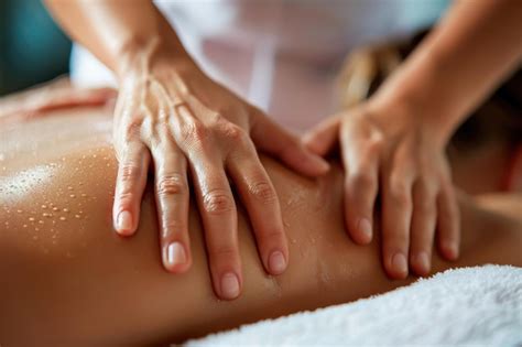 Relaxing Hand Massage Closeup Hands Massaging The Back Spa Salon