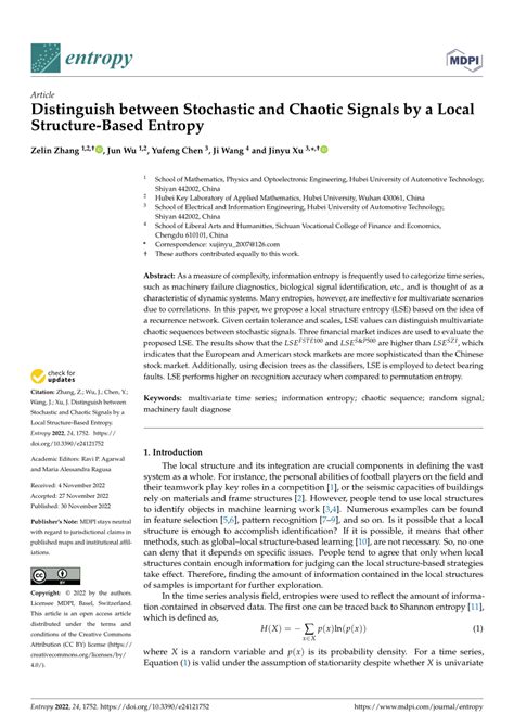 Pdf Distinguish Between Stochastic And Chaotic Signals By A Local
