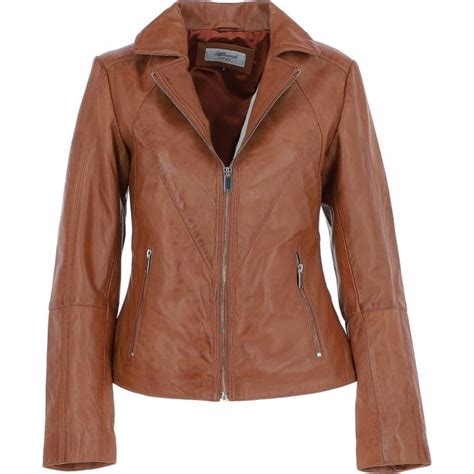 Leather Biker Jacket Tan Zoey