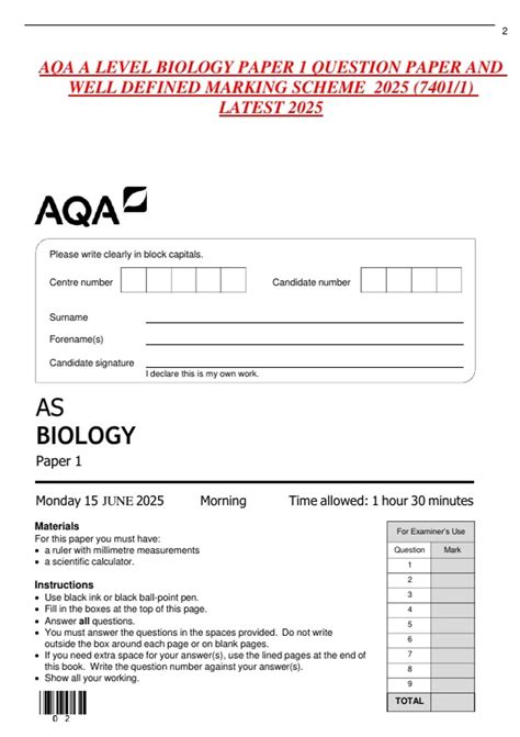 2025 Biology Paper 1