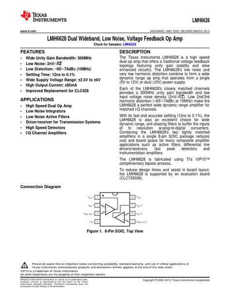 LMH Datasheet Equivalent Texas Instruments