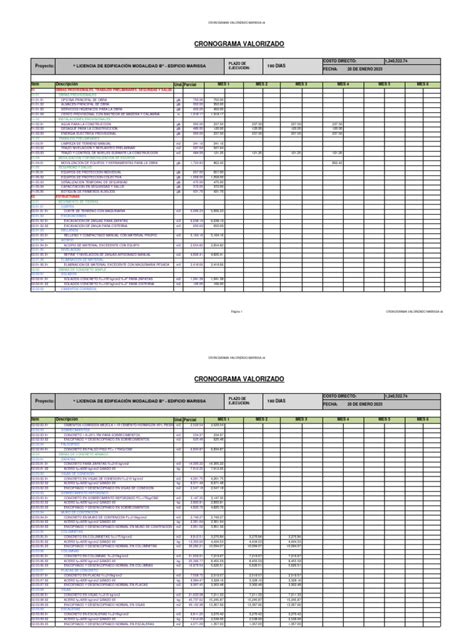 Cronograma Valorizado Marissa Ok Descargar Gratis Pdf Fundación Ingeniería Hormigón