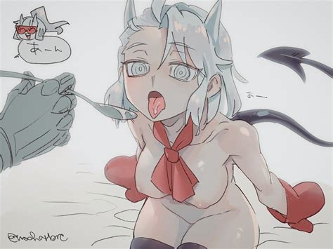 Rule 34 Black Tail Blind Boobs Completely Nude Demon Demon Girl Demon Horns Demon Tail Devil