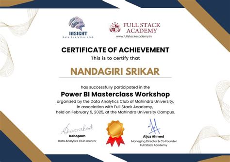 i am happy to share that i have completed an powerbi workshop insight