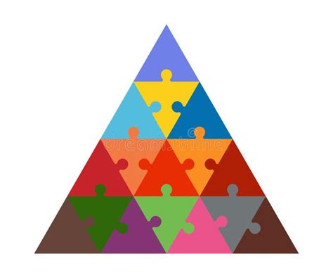 Triangle Puzzle Piece Pyramid Made Of Coloured Triangular Puzzle