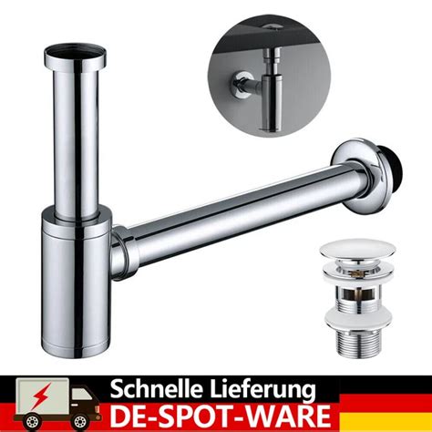 Waschbecken Ablaufgarnitur Sifon Siphon Pop Up Ablaufventil Abfluss Mit