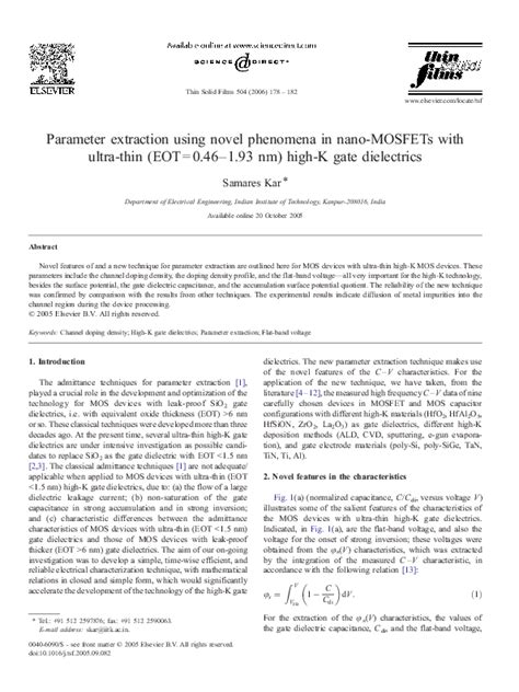 Pdf Parameter Extraction Using Novel Phenomena In Nano Mosfets With