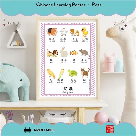 Chinese Basic Vocabulary Poster Bundle Digital Printable