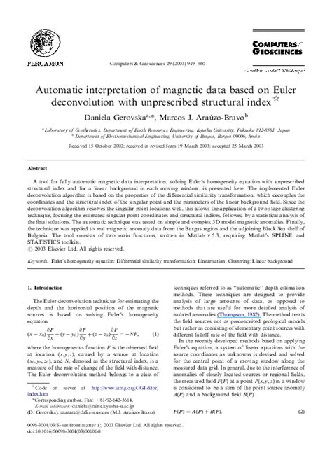 Pdf Automatic Interpretation Of Magnetic Data Based On Euler