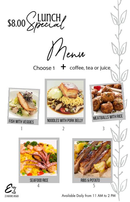 White Lunch Special Deals Menu Design Tabloid Template Postermywall