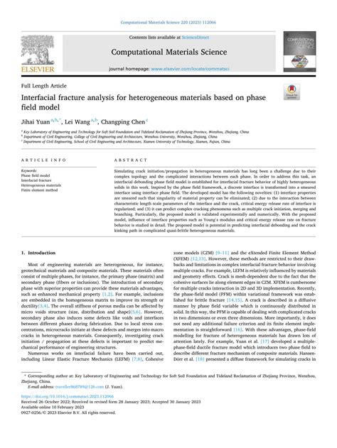 Pdf Interfacial Fracture Analysis For Heterogeneous Materials Based On Phase Field Model
