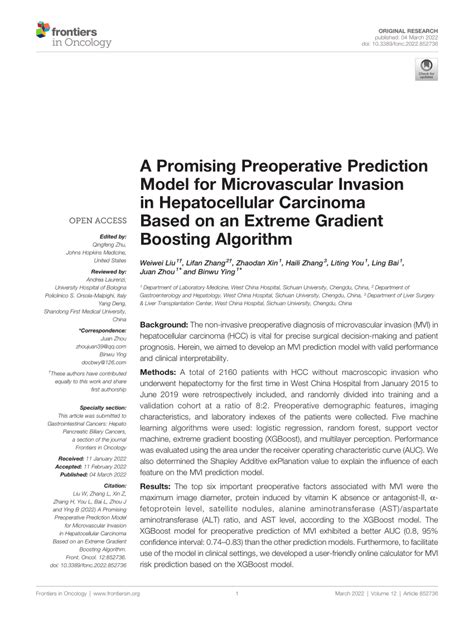 Pdf A Promising Preoperative Prediction Model For Microvascular