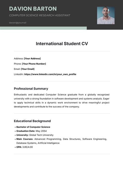 Free Student Cv Templates To Edit Online And Download